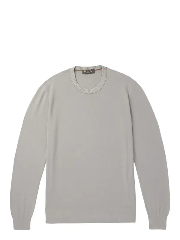 Loro Piana Cotton And Silk-blend Piqué Sweater - Gray