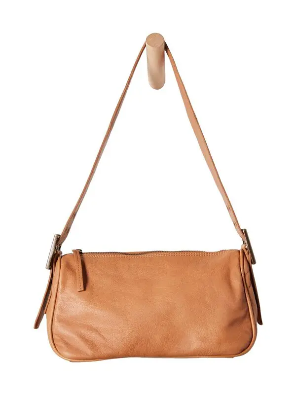Free People Army Candy Leather Baguette Bag - Gold Coast