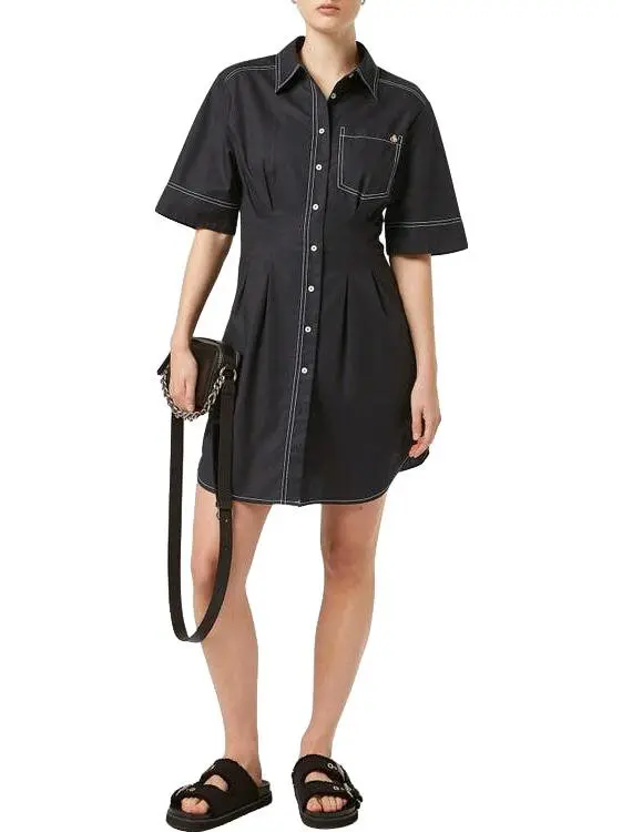 Scotch & Soda Stripe Structured Cotton Shirt Dress - Black