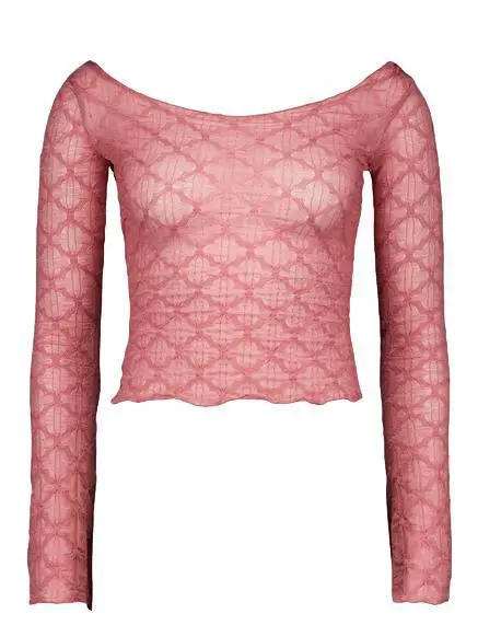 SAEMDI Crinkled Jersey Top - Dusty Rose