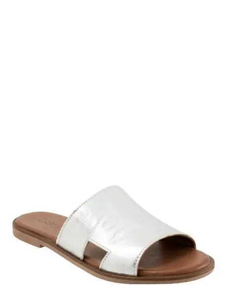 BUENO Hendrix Leather Slide Sandal - Dark Silver