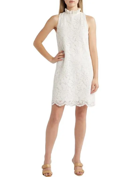 Anne Klein Floral Lace Shift Dress - Anne White