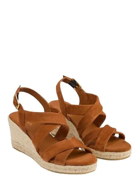 LK BENNETT Mariana Slingback Espadrille Platform Wedge Sandal - Brown