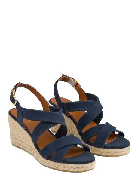 LK BENNETT Mariana Slingback Espadrille Platform Wedge Sandal - Navy