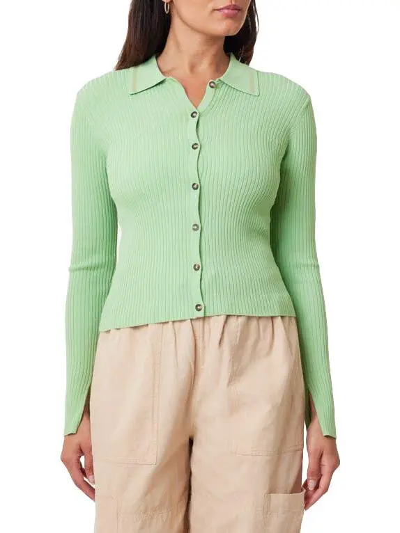 Scotch & Soda Ribbed Polo Cardigan Sweater - Pistachio