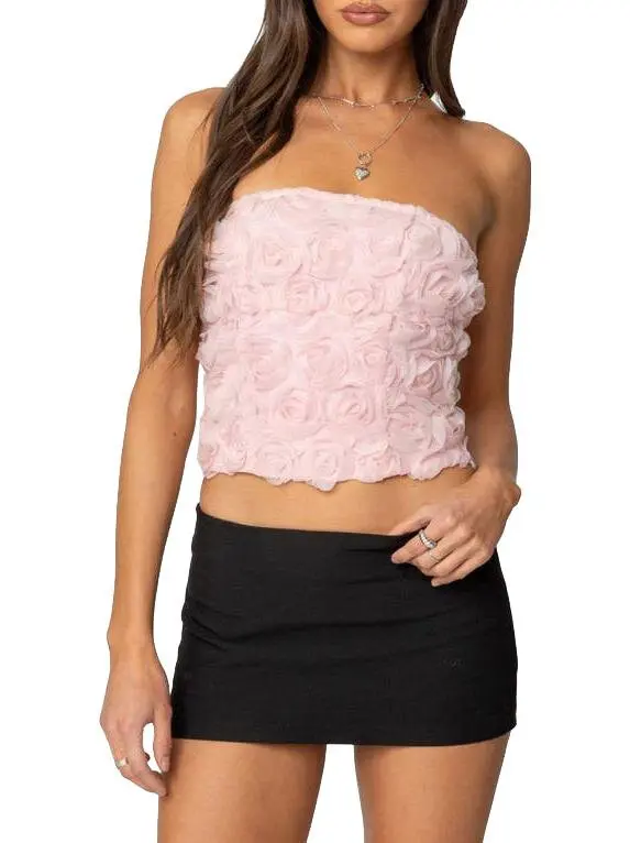 EDIKTED Rosée Floral Appliqué Strapless Corset - Light-pink