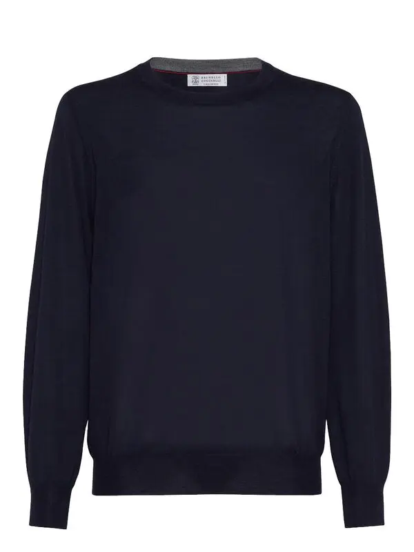 Brunello Cucinelli Lightweight Crew-neck Sweater - Navy Blue