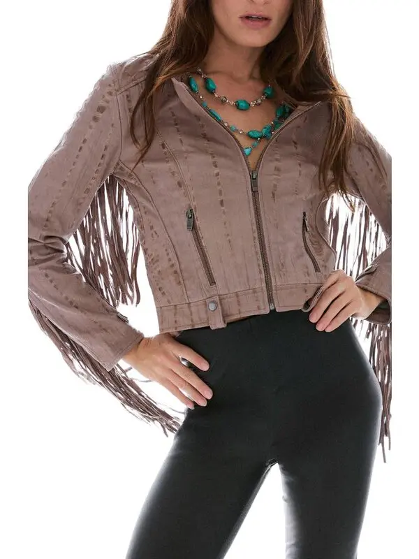 AS By DF One Love Fringe Moto Jacket - Mocha