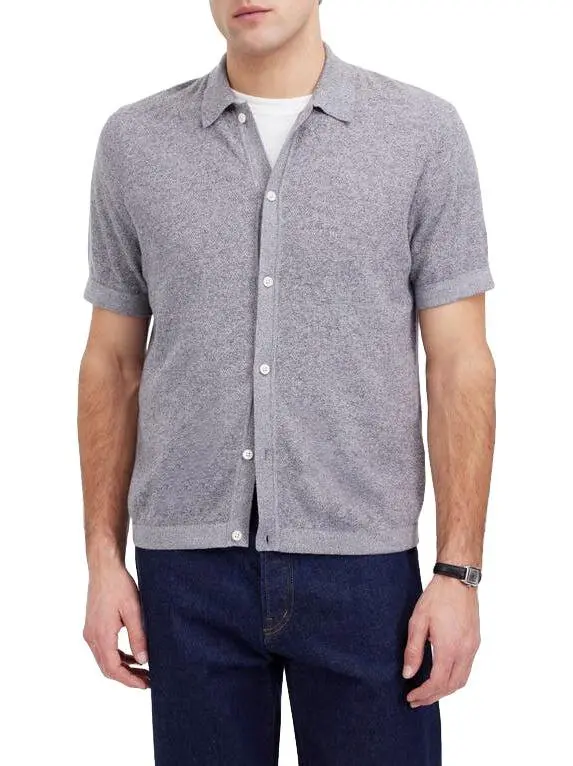 Madewell Marled Cotton Button-up Sweater Polo - Grey Marl