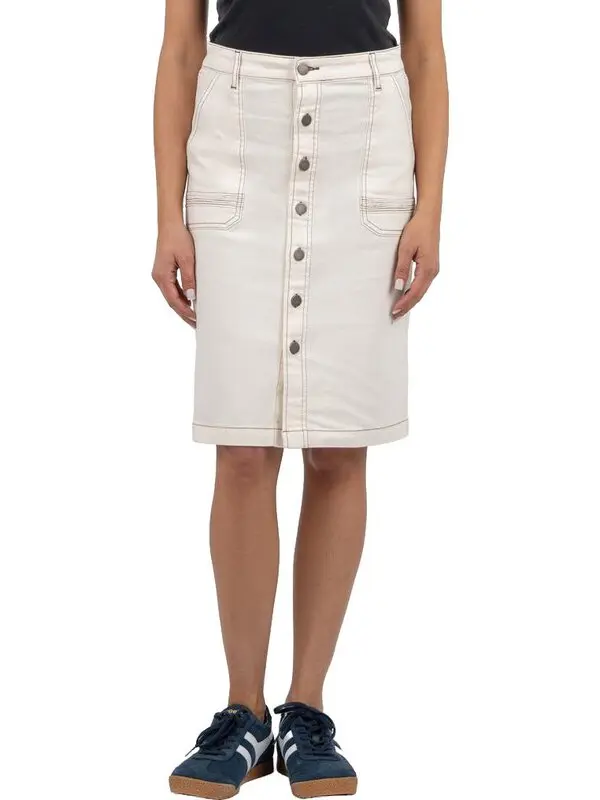 Kut From The Kloth Isla Denim Skirt - Cream