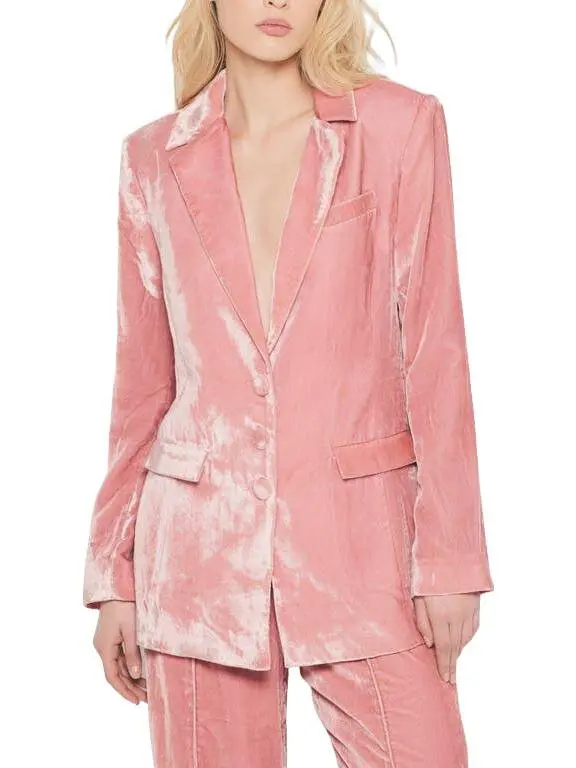 AS By DF Fiona Velvet Boyfriend Blazer - Blush Pink