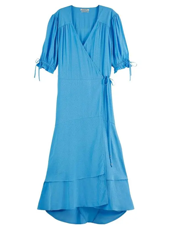 Scotch & Soda Wrap Midi Dress - Aqua Blue