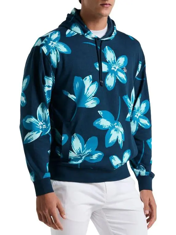 ORIGINAL PENGUIN Floral French Terry Hoodie - Blue Wing Teal