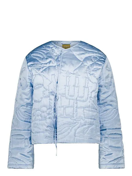 SAEMDI Padded Embroidered Jacket - Light Blue