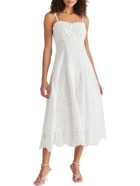 Steve Madden Ava Cotton Eyelet Midi Dress - White