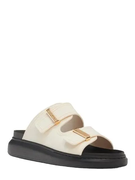 Alexander McQueen Hybrid Platform Slide Sandal - Snow/black/black/gol
