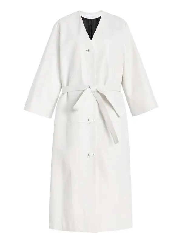 Marie Adam-Leenaerdt Belted Leather Coat - Ivory