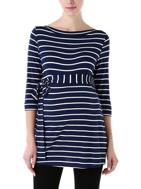 KIMI + KAI Whitney Striped Maternity Top - Navy Ivory