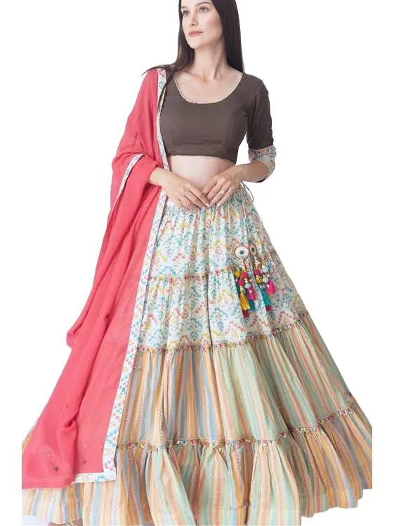 RAAS Tiered Chaniya Choli Set - Beige