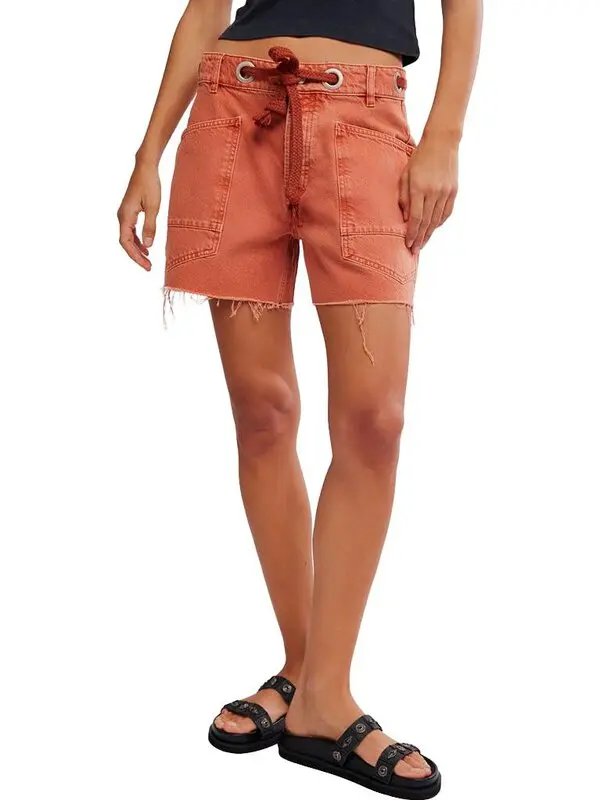 Free People Moxie Mid-rise Denim Shorts - Sunset
