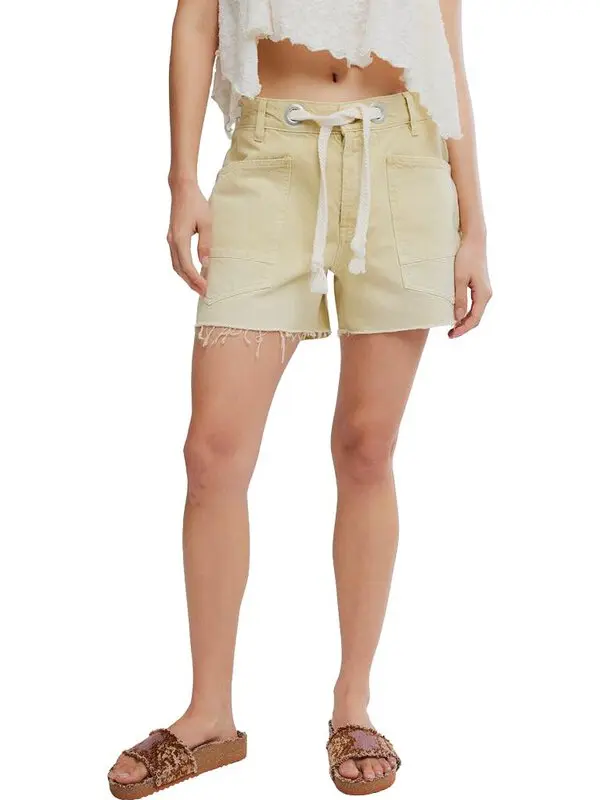 Free People Moxie Mid-rise Denim Shorts - Whipped Butter