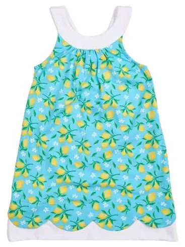 FLORENCE EISEMAN Lemon Print Jersey Knit Dress - Blue / Yellow