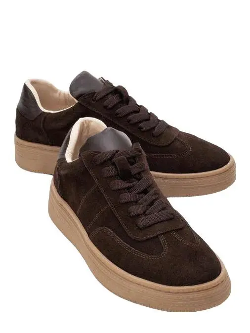 FOREVER & ALWAYS SHOES Fyore Leather Sneakers - Brown Suede Leather
