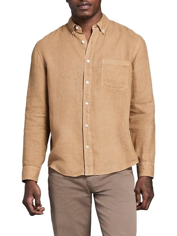 Billy Reid Tuscumbia Linen Button-down Shirt - British Khaki