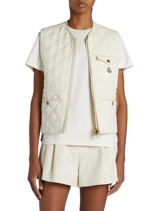 Moncler Vigny Diamond Quilted Vest - White
