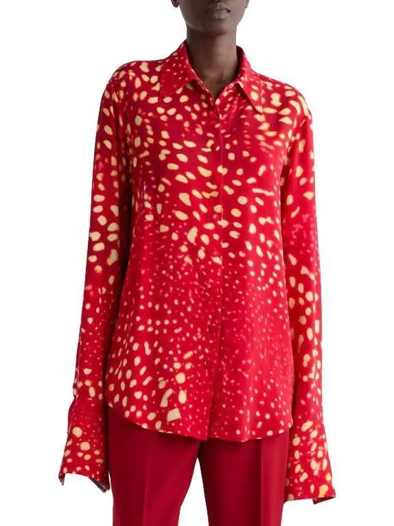 Dries Van Noten Celina Orchid Spot Shirt - Red