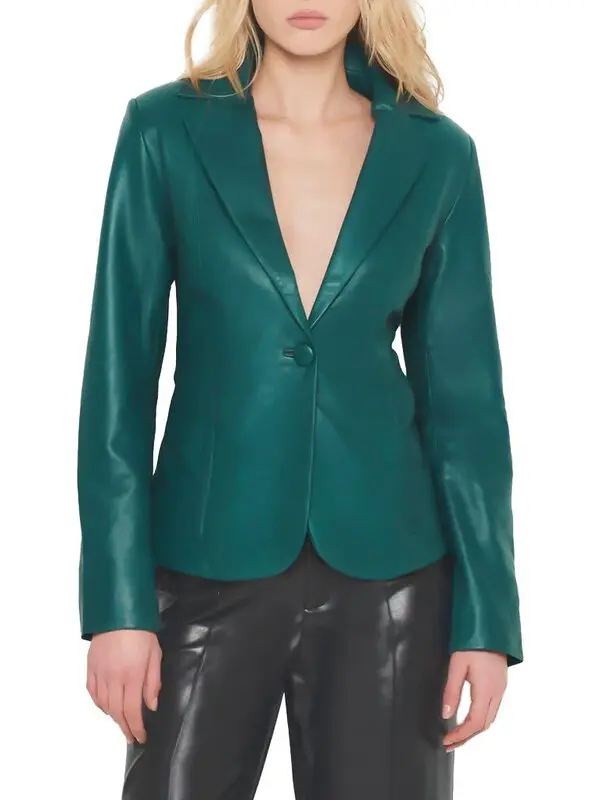 AS By DF Upcycled Leather Blazer - Forest Green