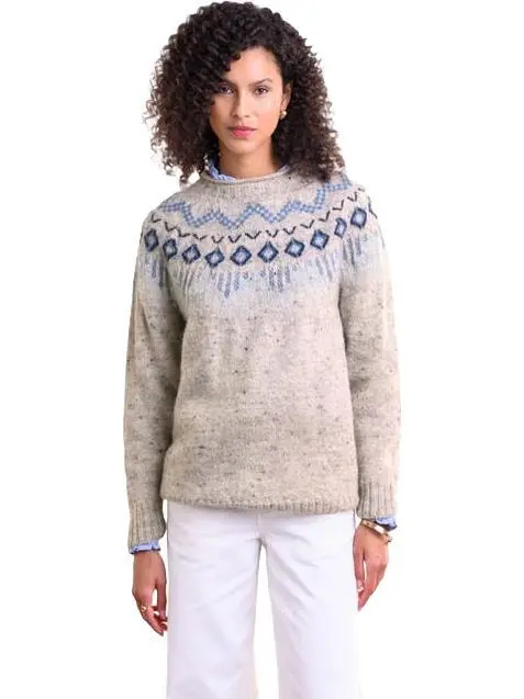 CELTIC & CO. British Wool Fair Isle Sweater - Oatmeal Fleck