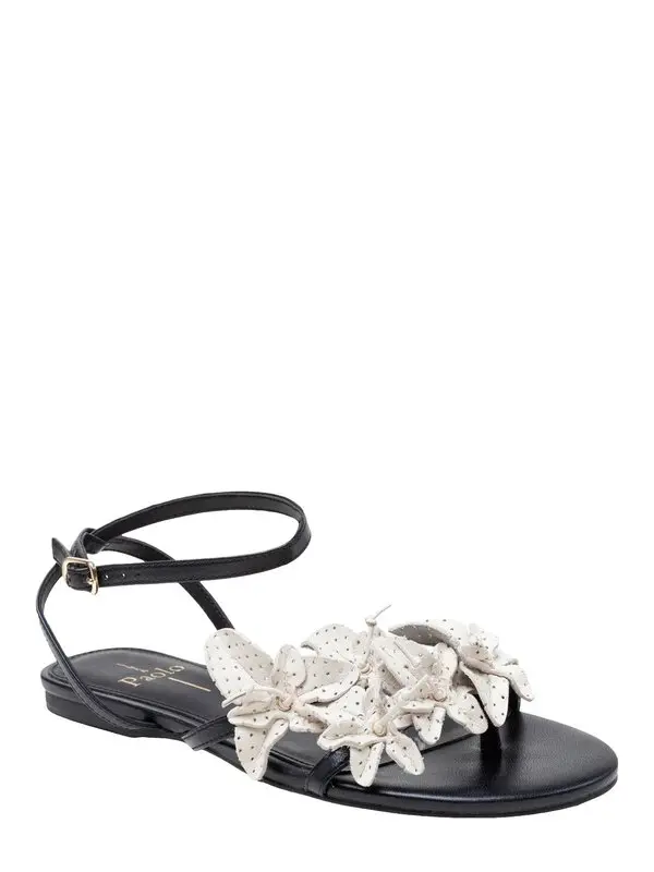Linea Paolo Lucia Ankle Strap Sandal - Black/ Ivory