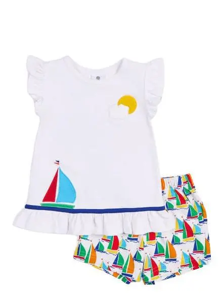FLORENCE EISEMAN Sailboat Top With Shorts - White / Multicolor