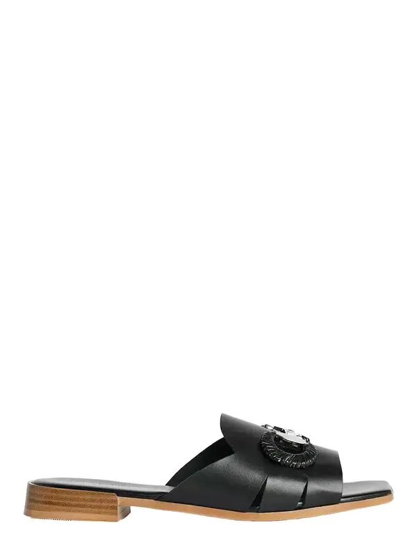 Karl Lagerfeld Leather Slides - Black