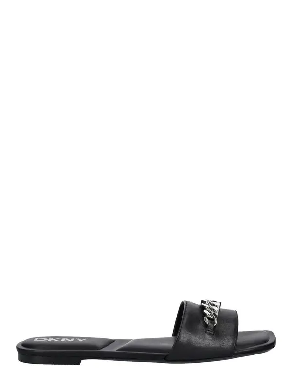Dkny Leather Slides - Black