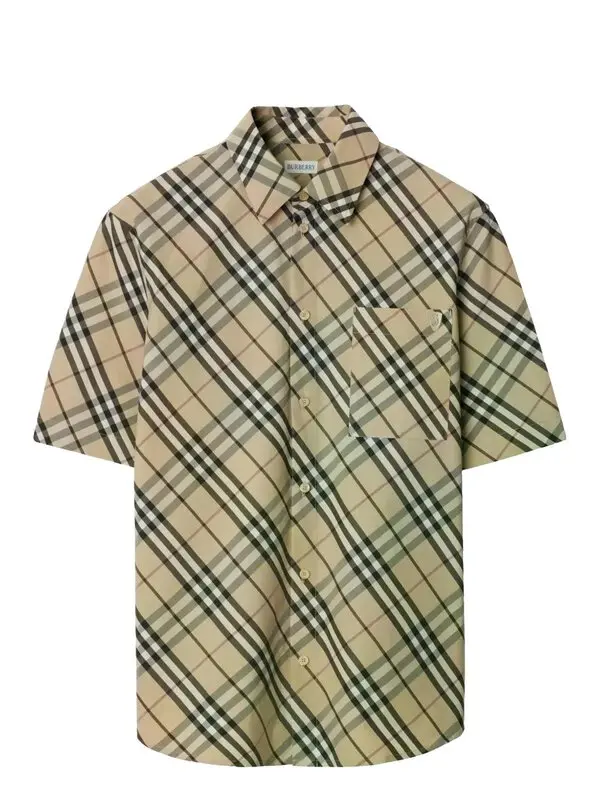 Burberry Checked Cotton Shirt - Neutrals