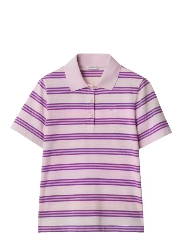 Burberry Striped Cotton Polo Shirt - Pink