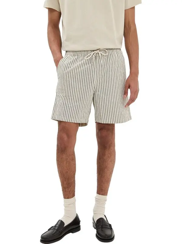 Nn07 Gregor Striped Shorts - Green Stripe