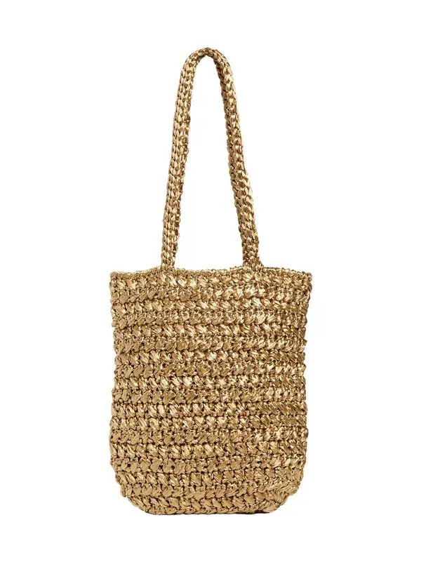 Maria La Rosa Raffia Tote Bag - Gold
