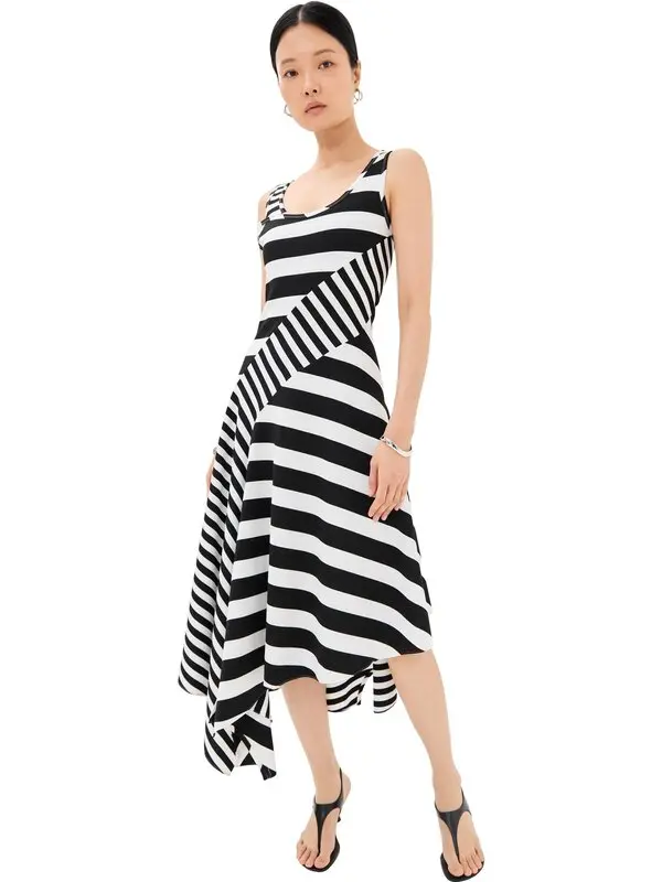 Monse Striped Panel Tank Dress - Black/white Stripe