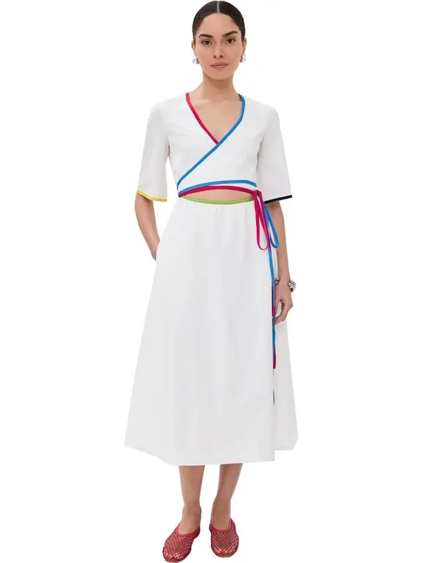 Rosie Assoulin Ribbon Wrap Midi Dress - White