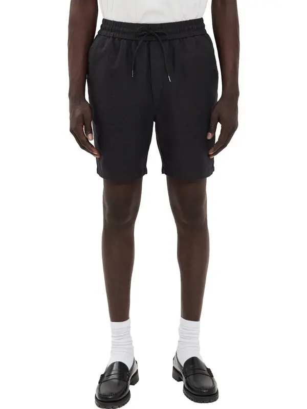 LES DEUX Otto Linen Shorts 6.75 - Black