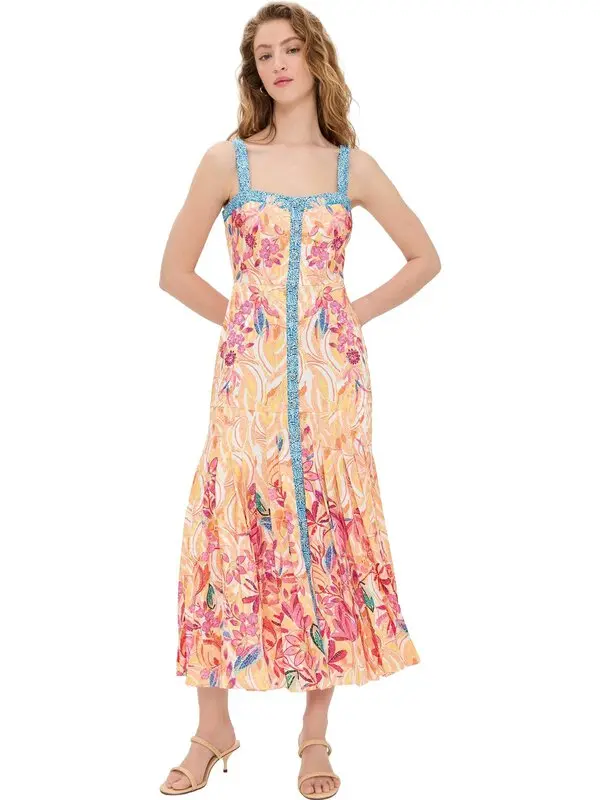 Saloni Karen Floral Print Dress - Mosaic Garden Plmt