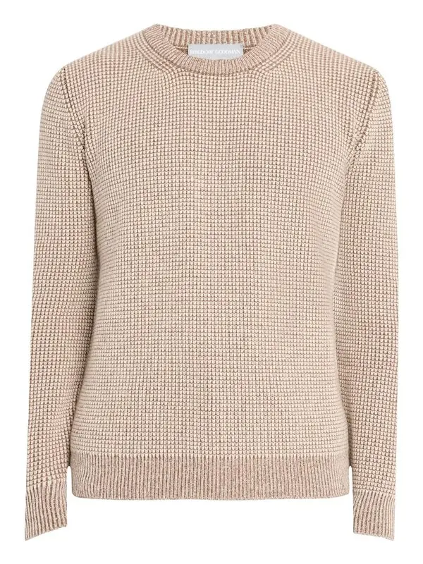 Bergdorf Goodman Cashmere Novelty Knit Crewneck Sweater - Brown