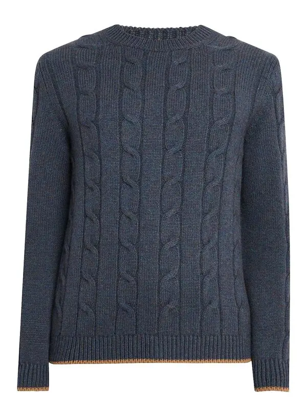 Bergdorf Goodman Cashmere Cable Crewneck Sweater - Brown