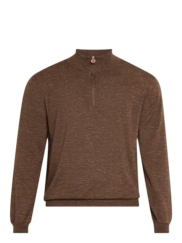 Kiton Cashmere And Linen Half-zip Sweater - Beige