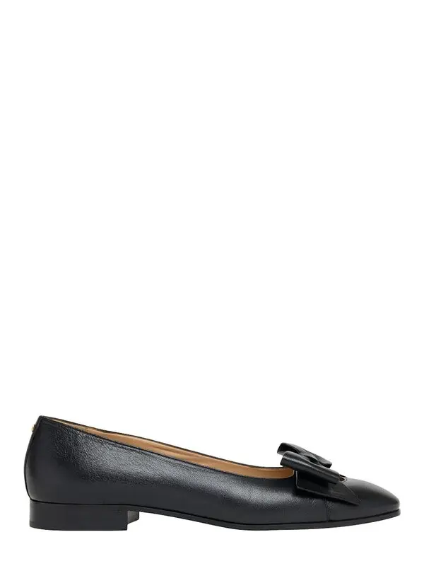 Valentino Garavani Bowow Ballerina Leather Loafers - Black