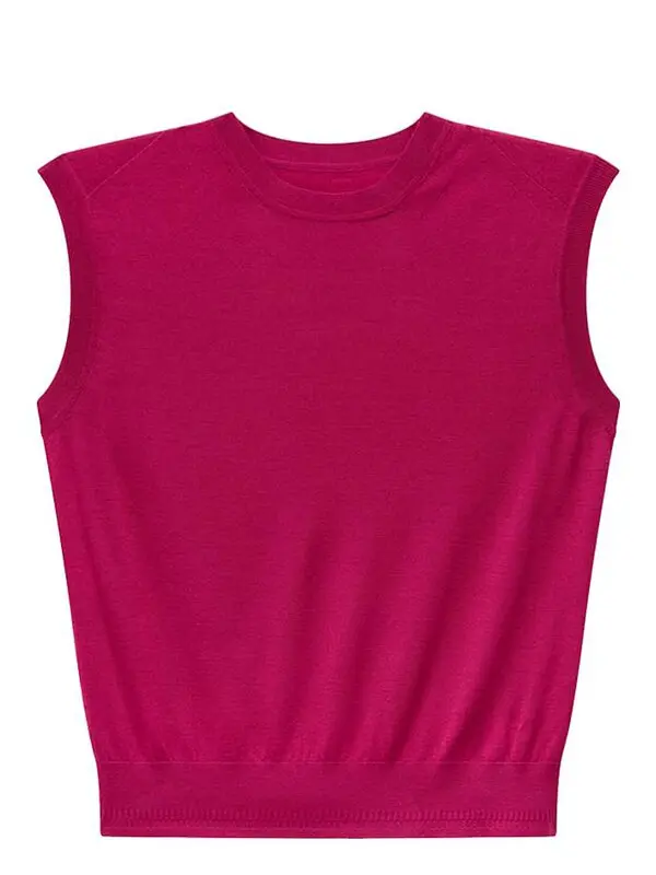Another Tomorrow Wool Crewneck Sweater - Magenta