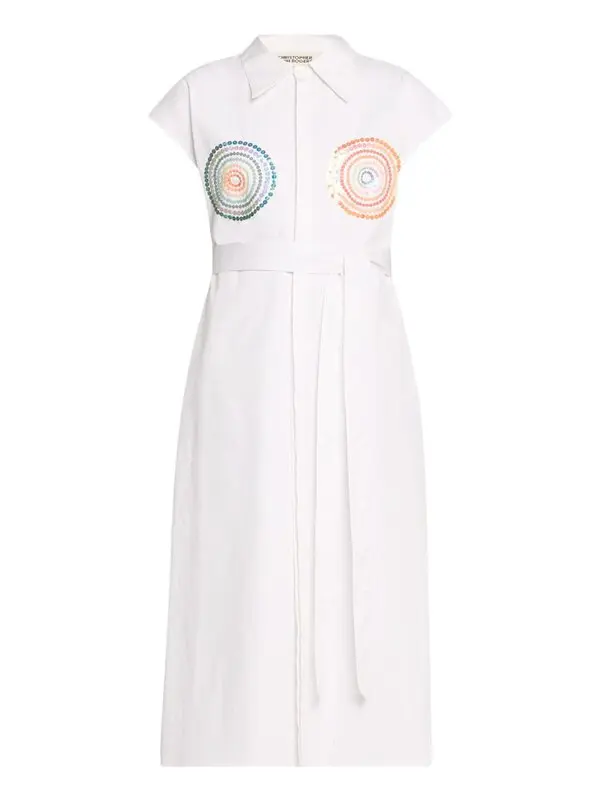 Christopher John Rogers Sequined Shirtdress With Belt - White